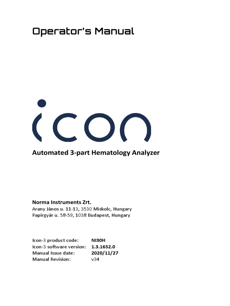 Operator's Manual: Automated 3-Part Hematology Analyzer | PDF | Usb ...