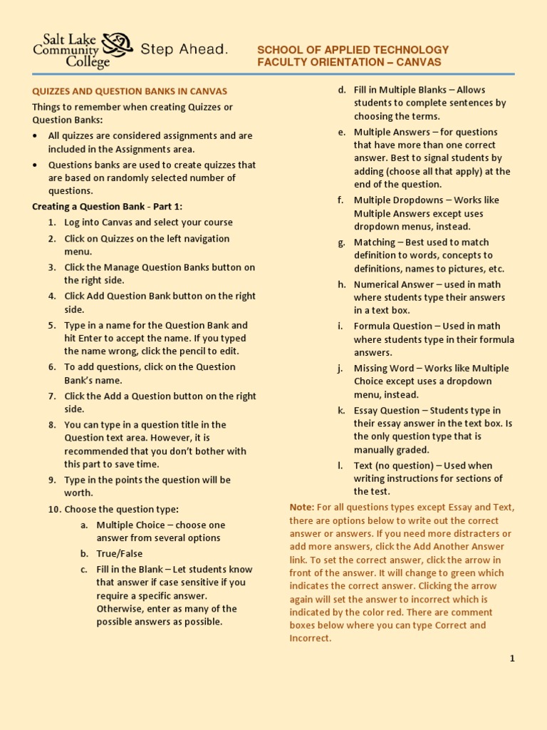 Canvas Quizzes | PDF | Question | Multiple Choice
