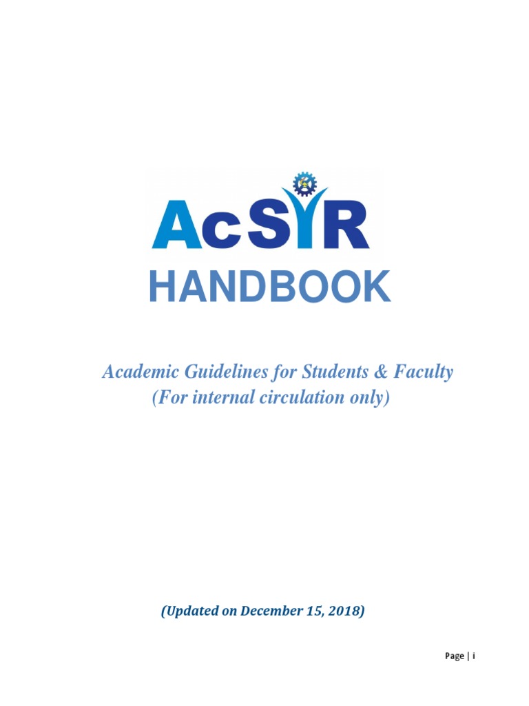 AcSIR Academic Handbook 2024 | PDF | Thesis | Doctor Of Philosophy