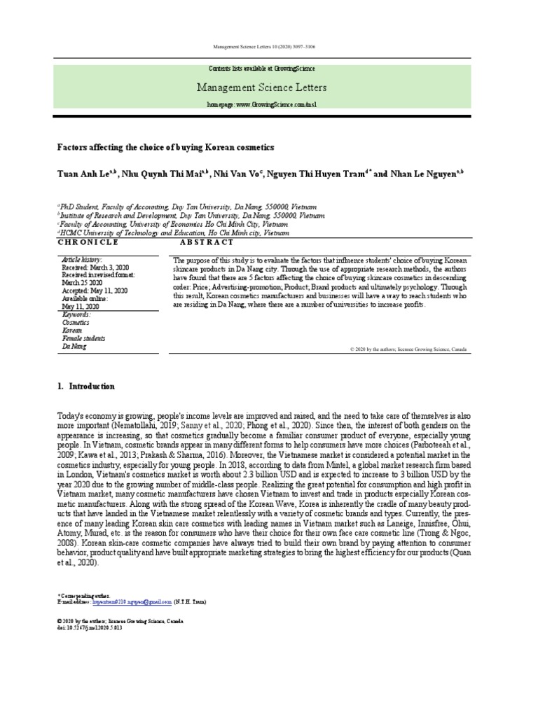 Management Science Letters | PDF | Errors And Residuals | Correlation ...