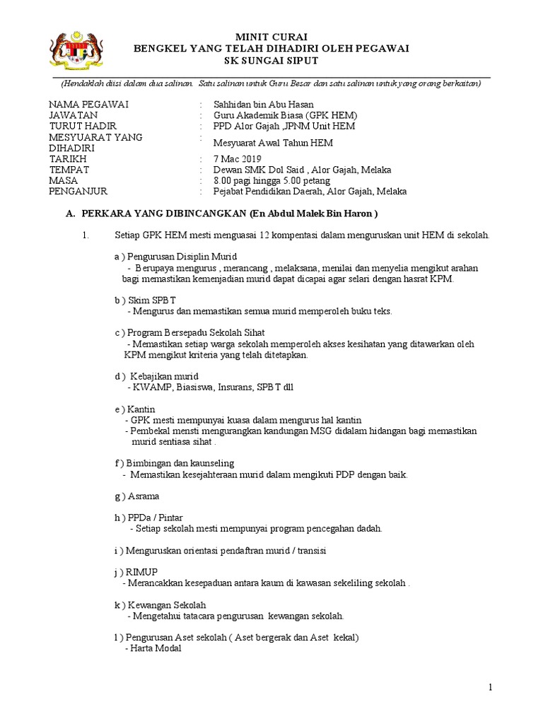 Minit Curai Hem Kali Pertama | PDF