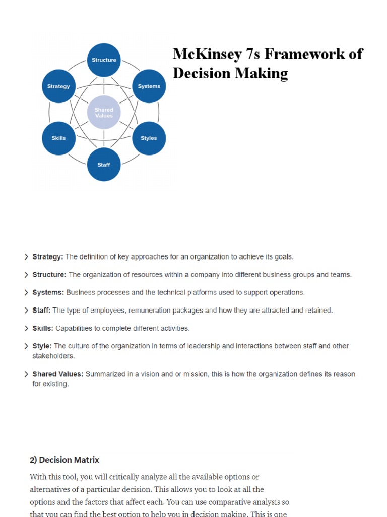 McKinsey 7s Framework of Decision Making | PDF