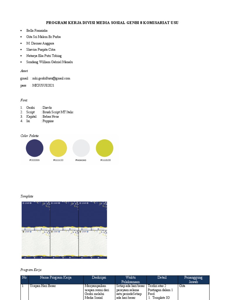 Program Kerja Divisi Media Sosial Genbi 8 Komisariat Usu | PDF