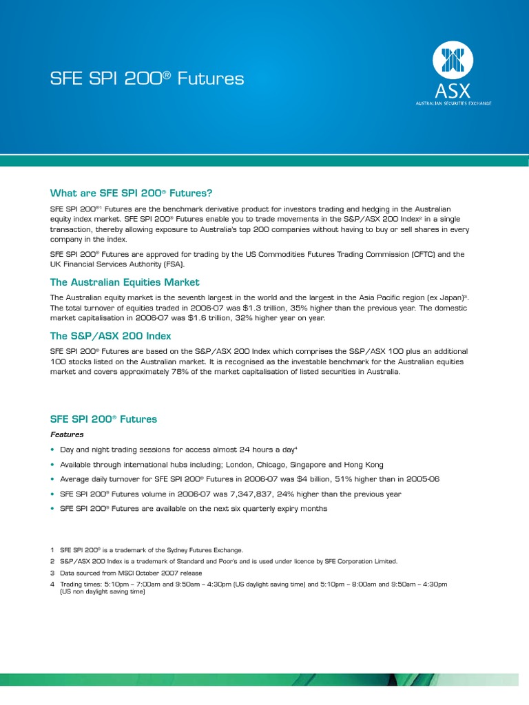 What Are SFE SPI 200 Futures? | PDF | Futures Contract | Securities ...