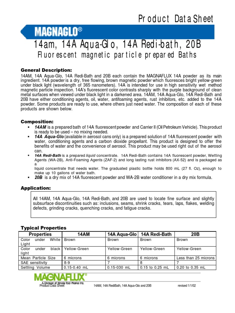 14am, 14A Aqua-Glo, 14A Redi-Bath, 20B: Product Data Sheet | PDF ...