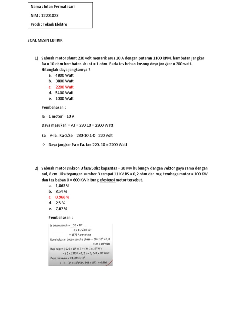 Soal Mesin Listrik Uas | PDF