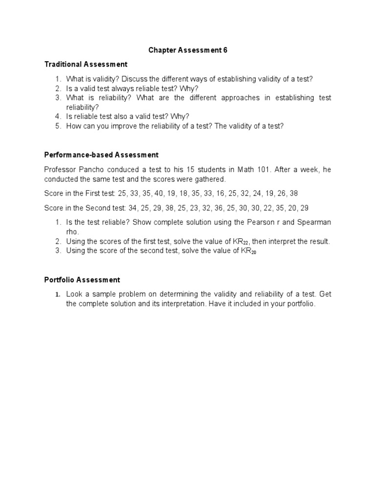 Chapter Assessment 6 Traditional Assessment | PDF