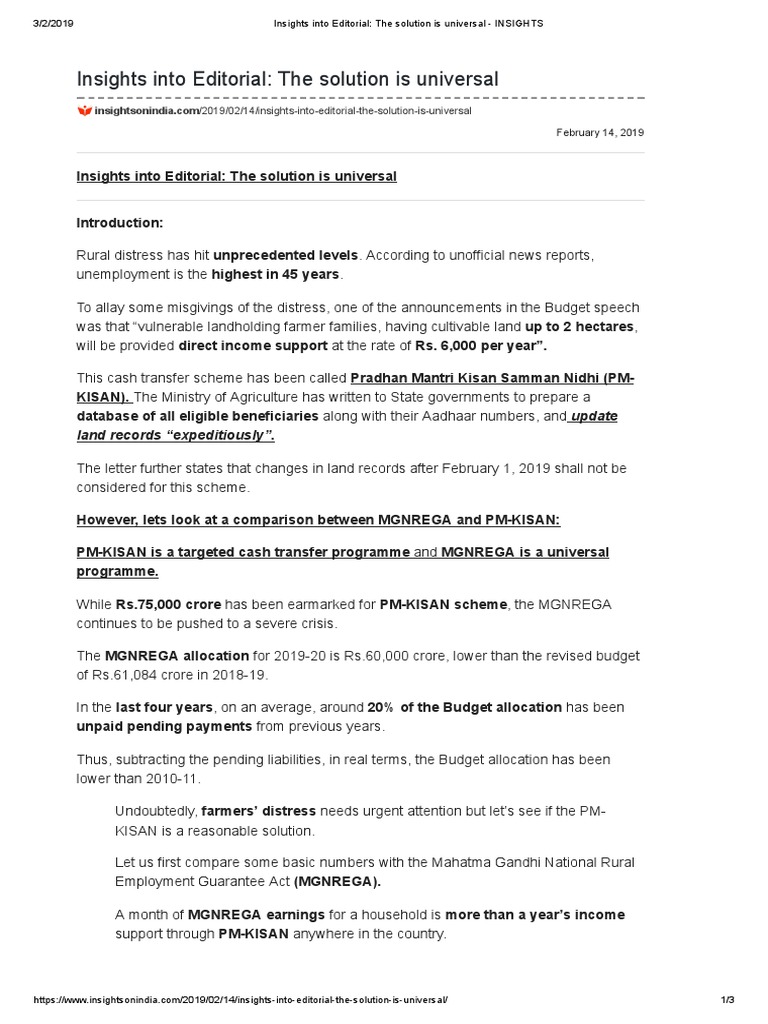 Insights Into Editorial - The Solution Is Universal - INSIGHTS | PDF ...