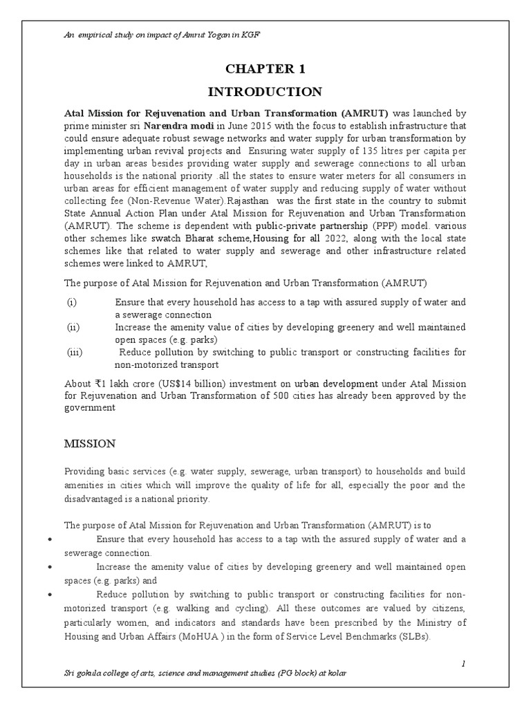 AMRUT Mission: Urban Transformation Insights | PDF | Economies | Business