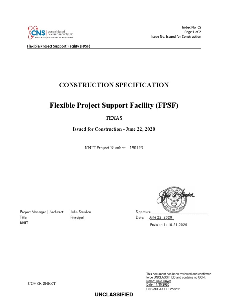 2020-11-19 Project Manual SPC V700000-0013 000 00 Part1 | PDF ...