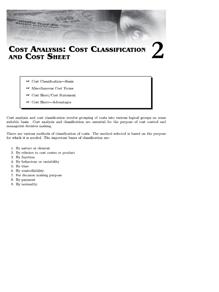 Cost Sheet Sums | PDF