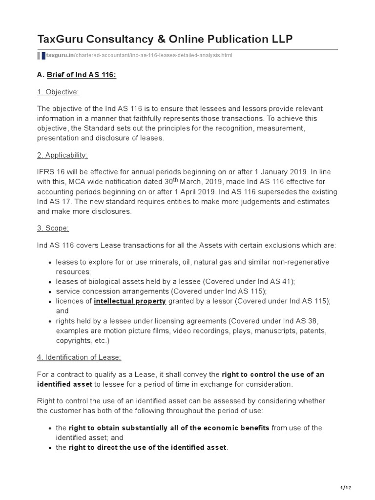 Ind AS 116 | PDF | Lease | Depreciation
