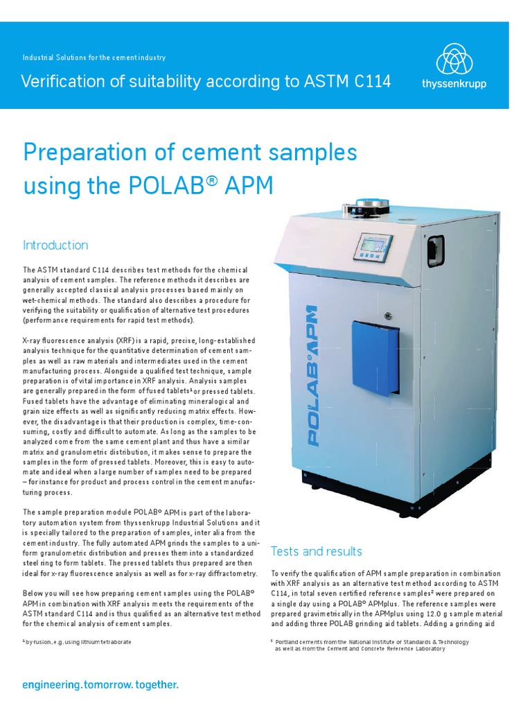 Preparation of Cement Samples Using The POLAB APM: Verification of ...