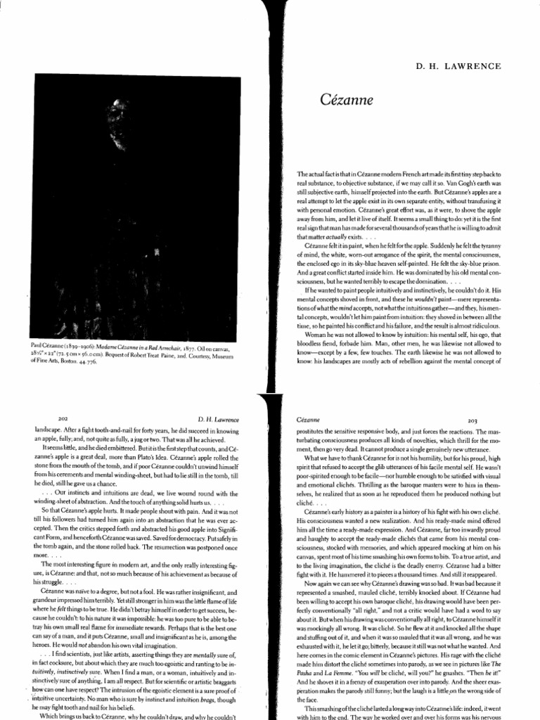 Lawrence On Cezanne | PDF | Paul Cézanne | Intuition