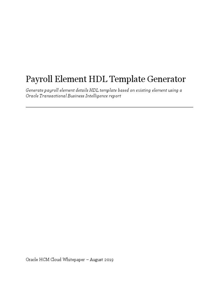 Payroll Element HDL Template Generator v1 | PDF | Information ...