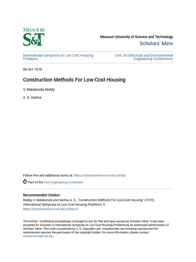 Construction Methods For Low-Cost Housing | PDF | Roof | Precast Concrete