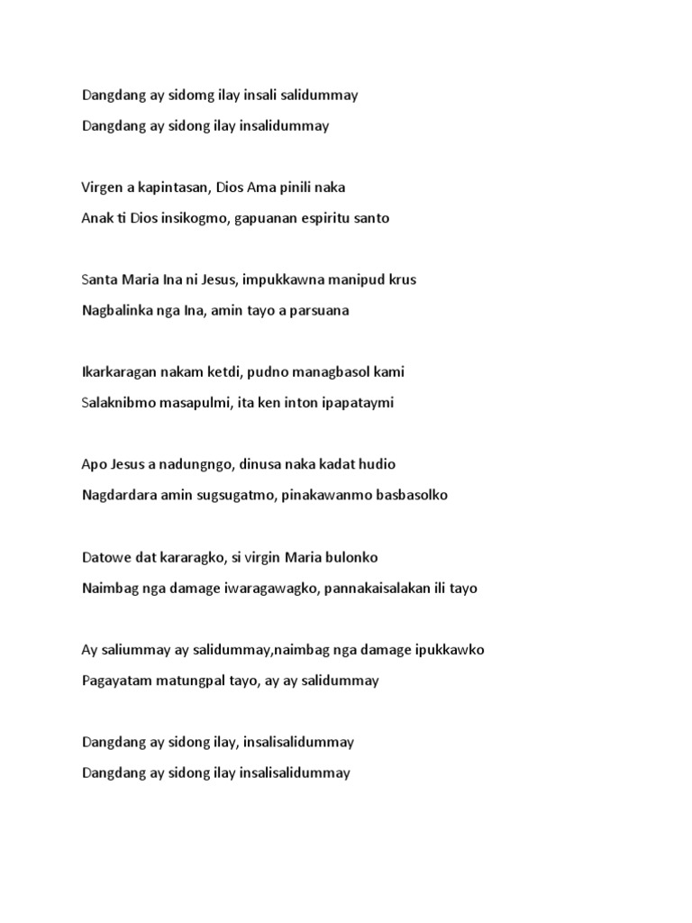 Dangdang Ay Sidomg Ilay Insali Salidummay | PDF