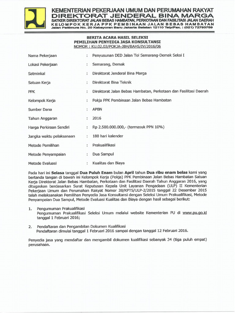 Penyusunan DED Jalan Tol Semarang-Demak Seksi I | PDF