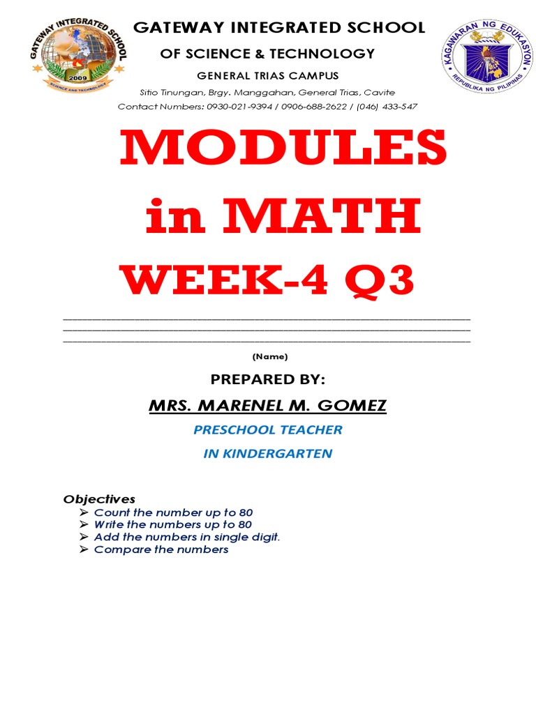 Kindergarten Week 4 Modules | PDF
