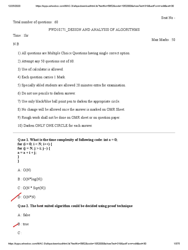 Wheebox Test Sample Questions PDF | PDF | Time Complexity ...
