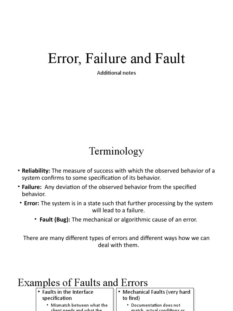 Error, Failure and Fault | PDF | Software Testing | Software Bug