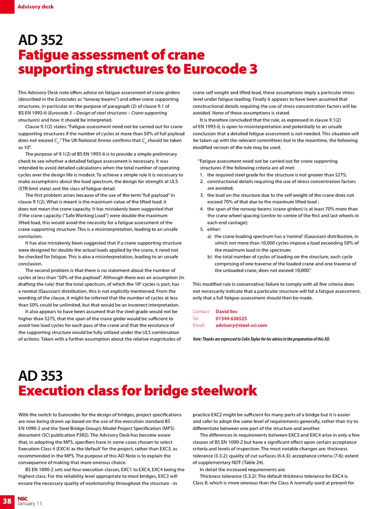 AD 352 Fatigue Assessment of Crane Supporting Structures To Eurocode 3 ...