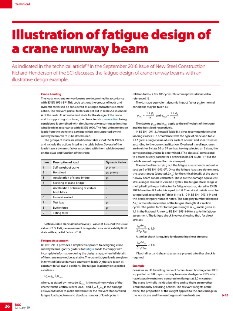 Illustration of Fatigue Design of A Crane Runway Beam | PDF | Bending ...