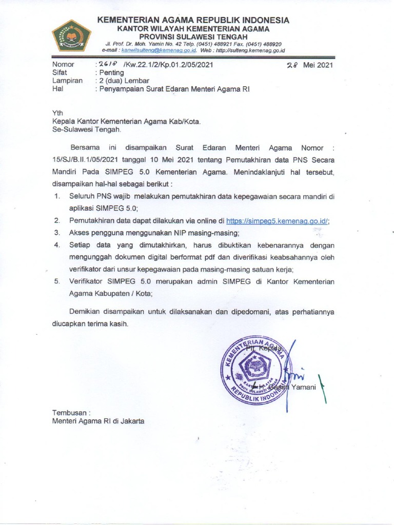 Contoh Penyampaian Surat Edaran | PDF