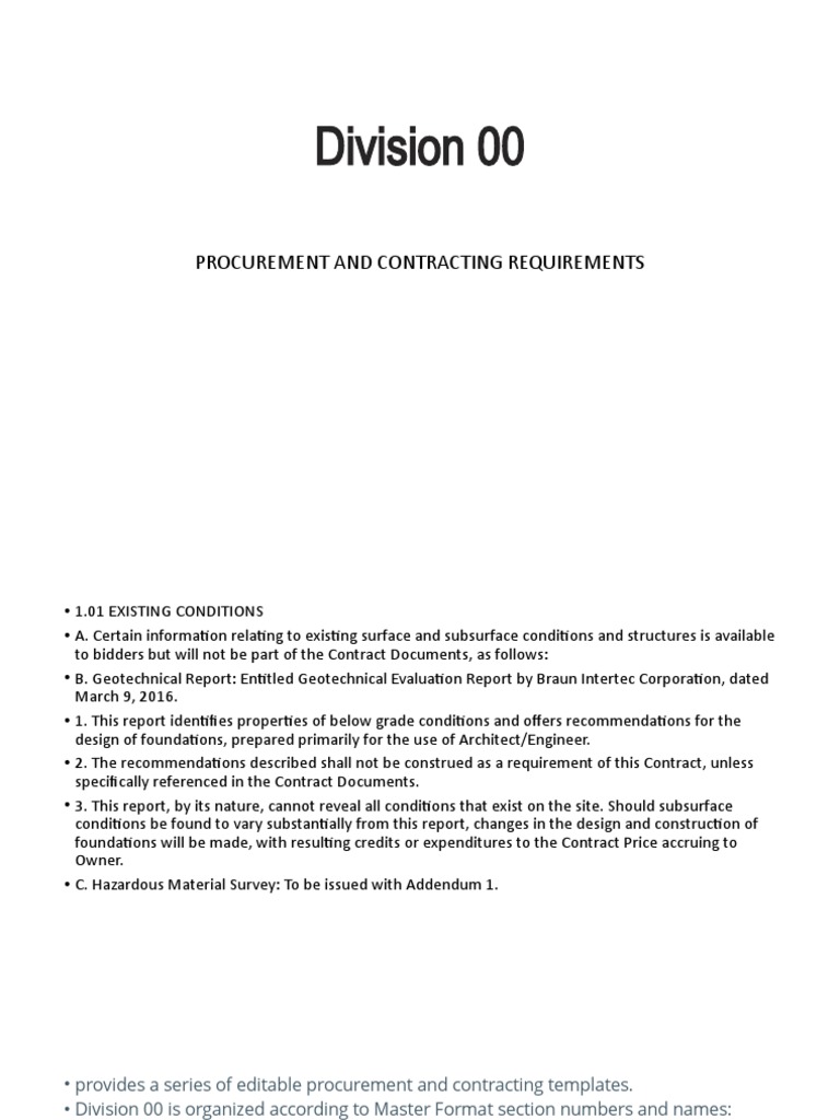 Division 00: Procurement and Contracting Requirements | PDF ...