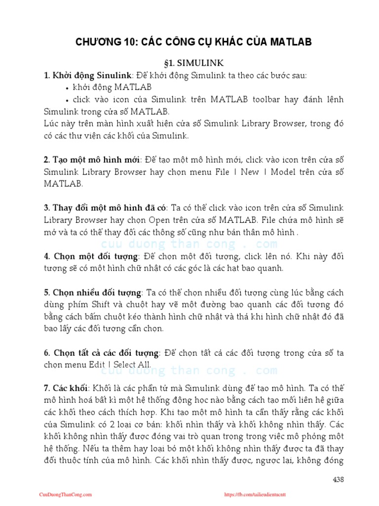 Matlab Tran Van Chinh Chuong 10 Cac Cong Cu Khac Cua Matlab (Cuuduongthancong - Com) | PDF