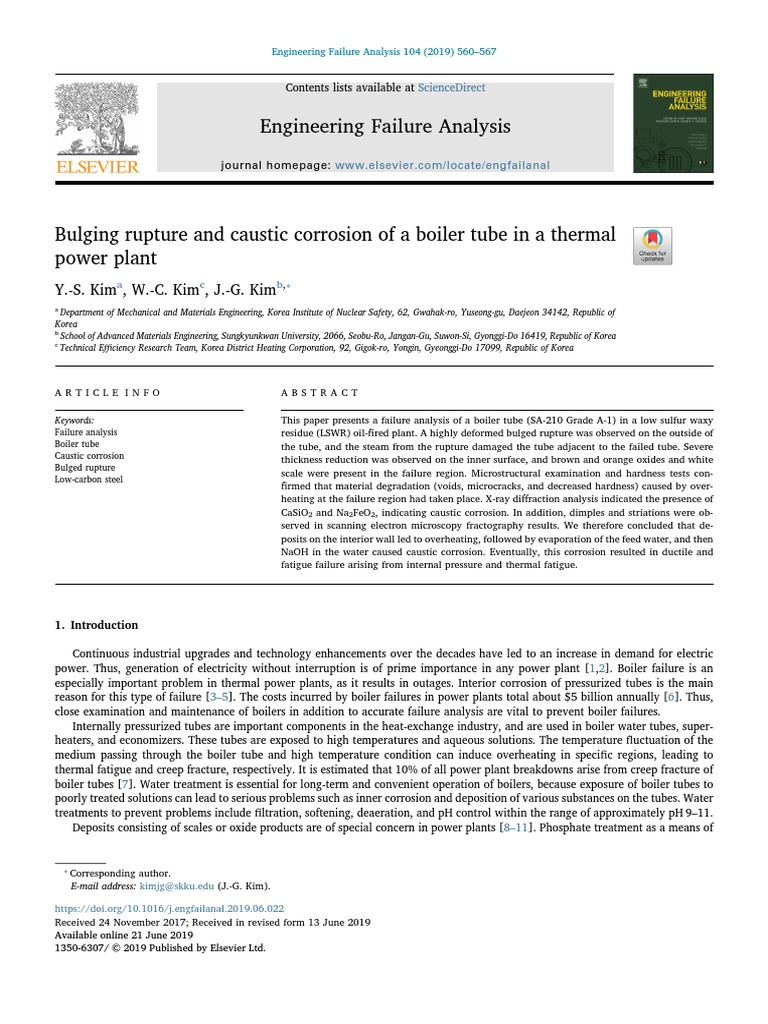 Bulging Rupture and Caustic Corrosion of A Boiler Tube in A Thermal ...