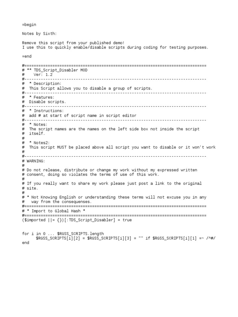 TDS Script Disabler Instructions | PDF