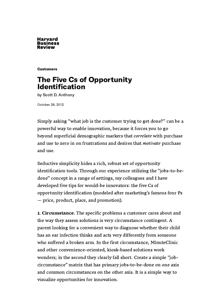 The Five Cs of Opportunity Identification: A Framework for Uncovering ...