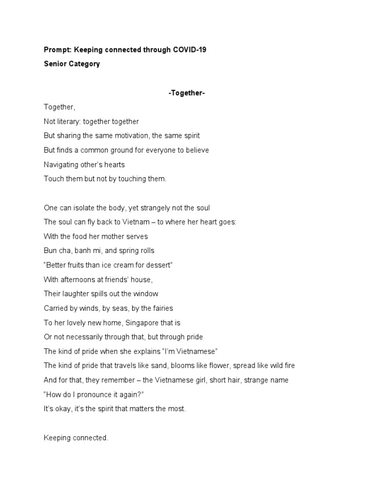 Commonwealth Competition Submission (Poem) | PDF