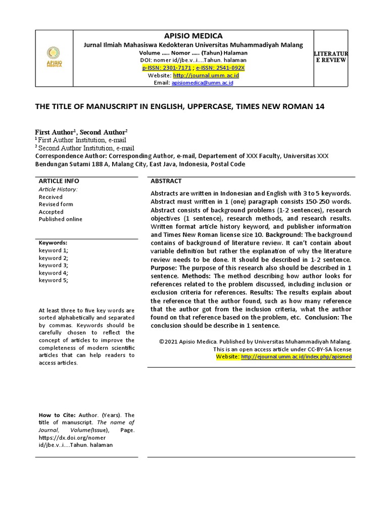 Template Literature Review | PDF | Reserved Word | Abstract (Summary)