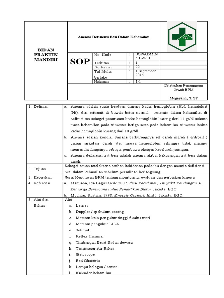 SOP Anemia Dalam Kehamilan | PDF
