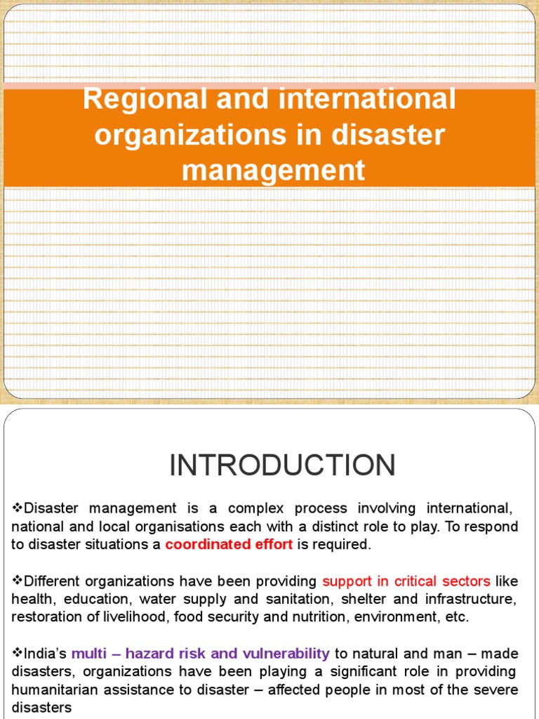 Role of International Agnecies in Disaster Management | PDF ...