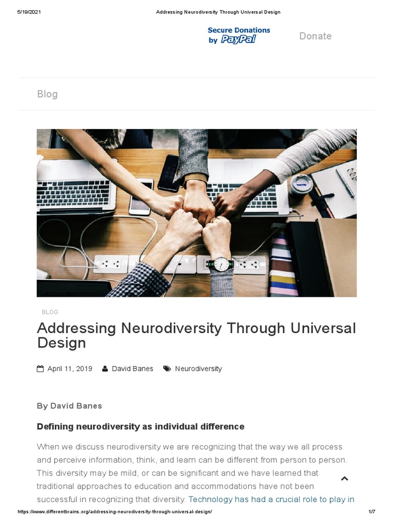 Addressing Neurodiversity Through Universal Design | PDF | Design ...