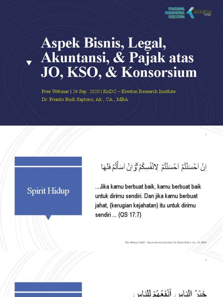 Aspek Bisnis, Legal, Akt, & Pajak Atas JO, KSO, Konsorsium 200923p | PDF