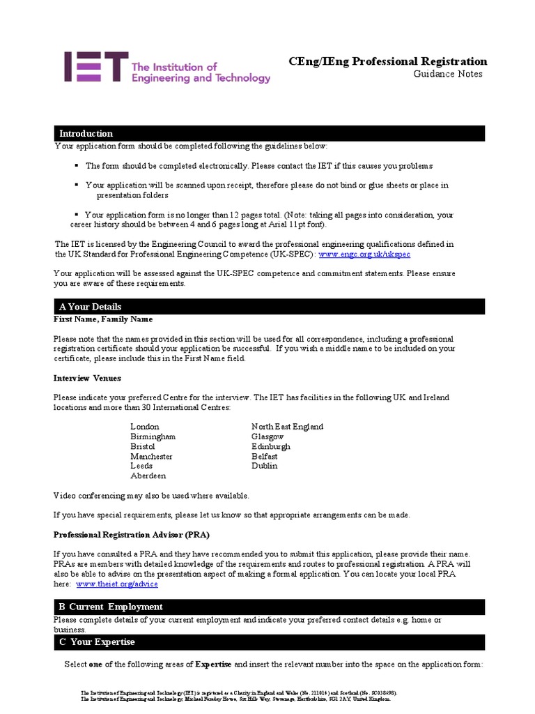 Ceng Ieng Application Guidance Notes | PDF | Engineering | Engines