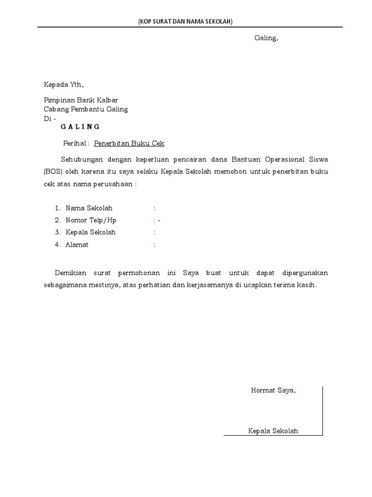 Surat Penerbitan Buku Cek | PDF