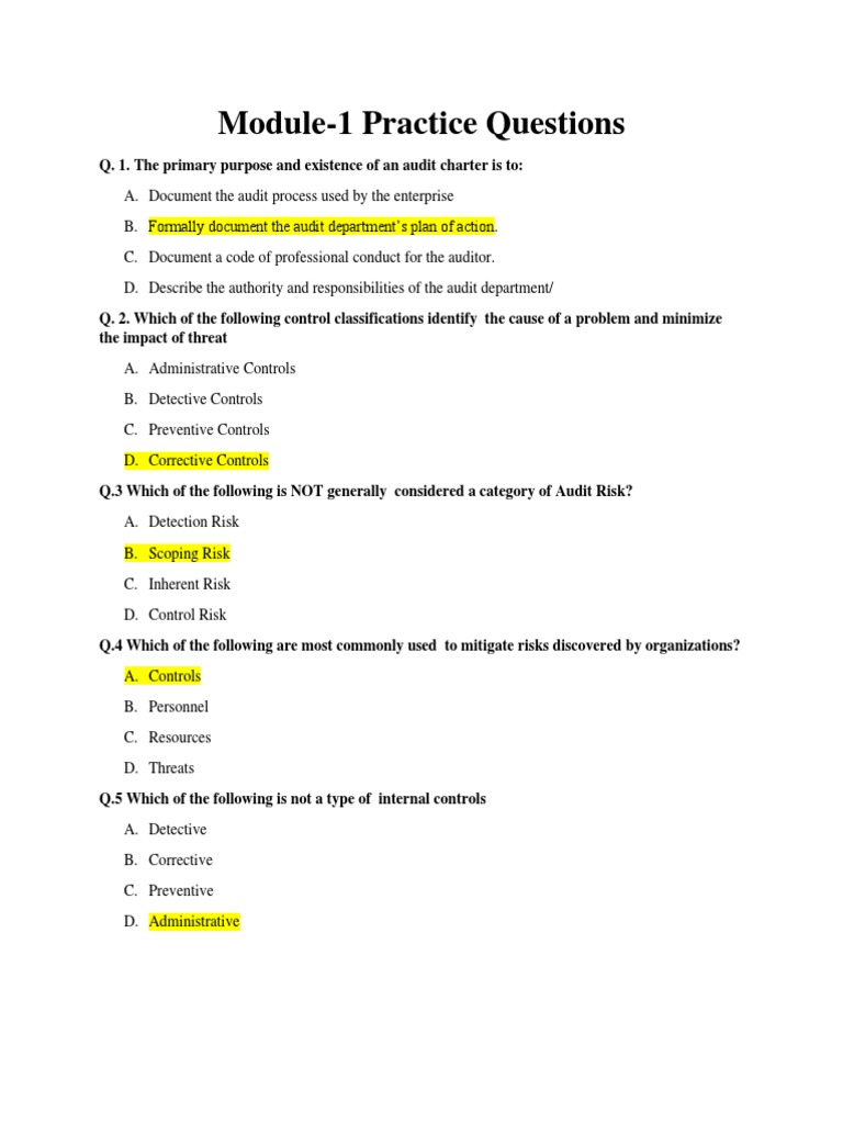 Module-1 Practice Questions | PDF | Audit | Governance