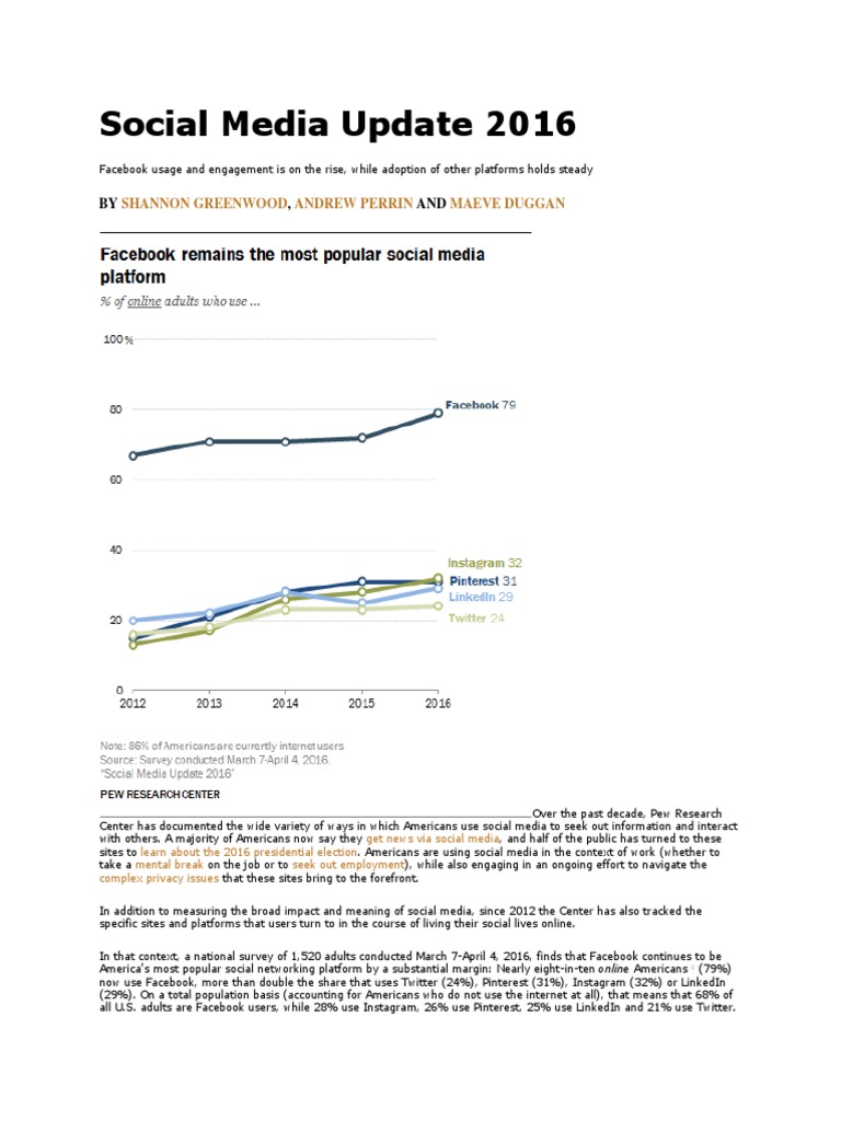 2016 Social Media Usage Trends | PDF | Social Media | Popular Culture ...