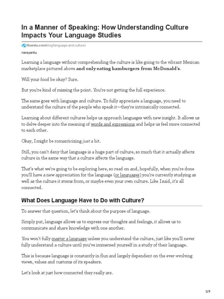 Language and Culture | PDF