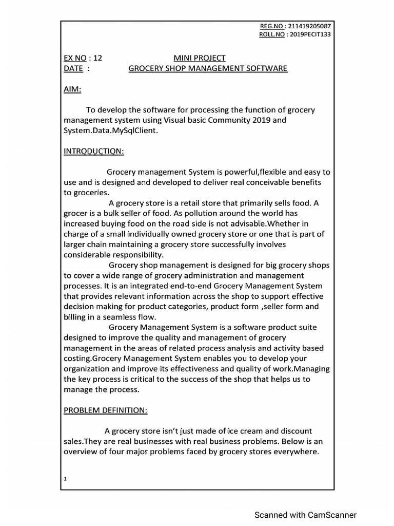 133-Grocery Shop Management Software Dbms Mini Project | PDF
