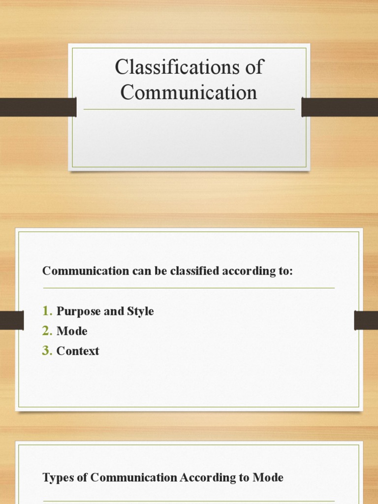 Types and Classifications of Communication | PDF | Nonverbal ...
