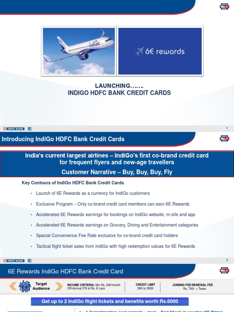Launching . Indigo HDFC Bank Credit Cards | PDF | Fee | Frequent Flyer ...