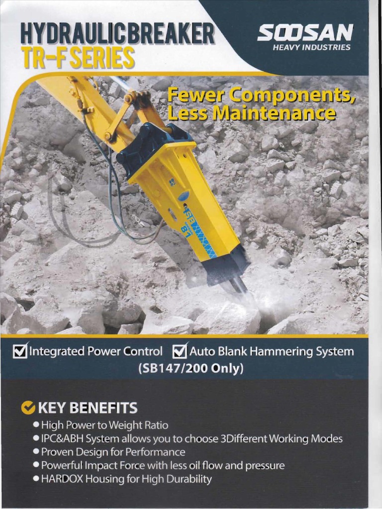 SOOSAN Hydraulic Breakers Overview | PDF | Mechanical Engineering | Science