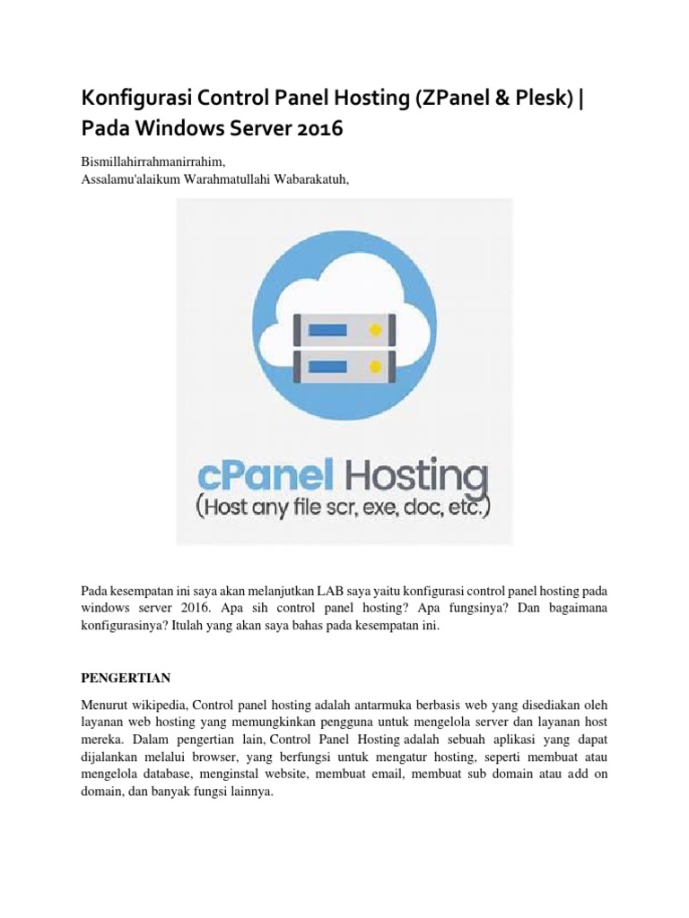 Konfigurasi Control Panel Hosting | PDF