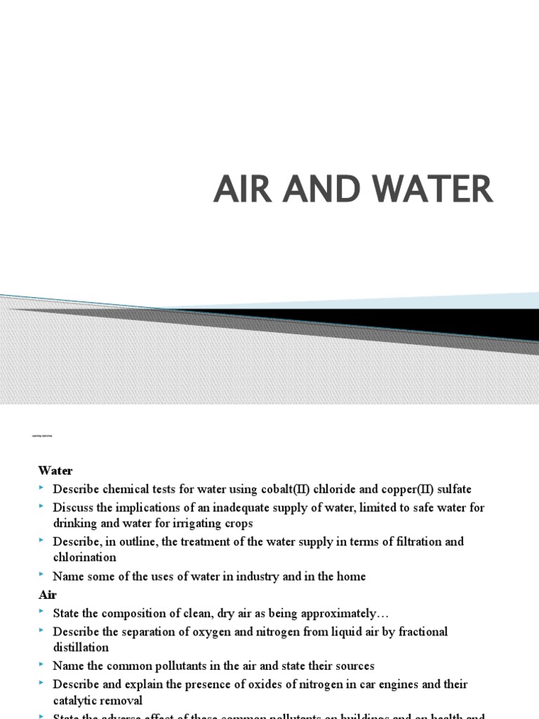 Air and Water | PDF | Water Purification | Atmosphere Of Earth